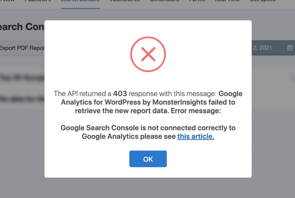 API Returned a 403 Response / Error: We encountered an error when ...