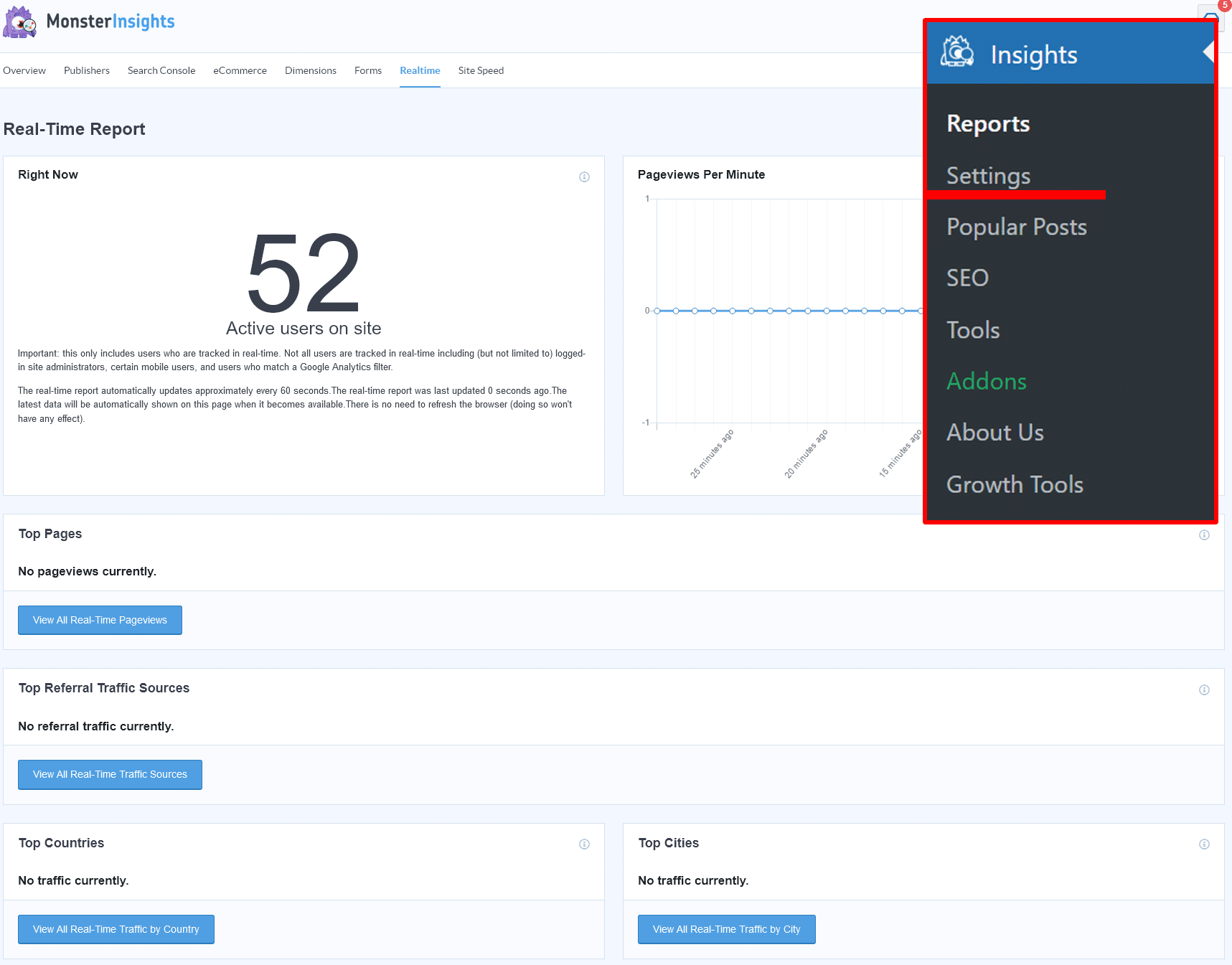 How to Find the MonsterInsights Real-Time Report - MonsterInsights