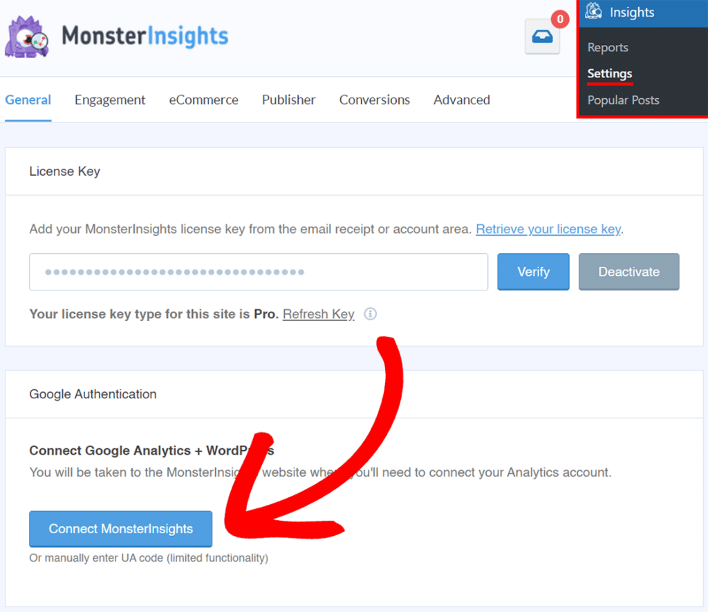 How to Connect To Google Analytics With MonsterInsights