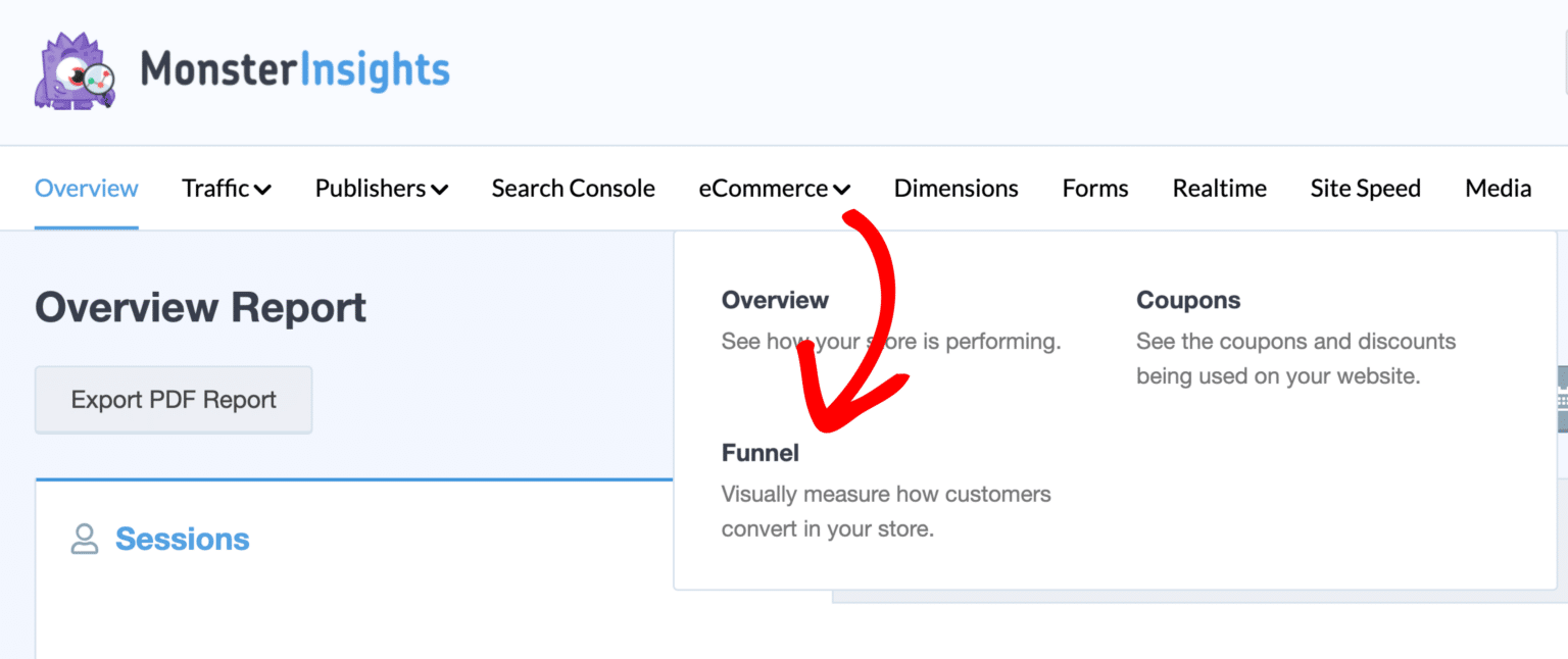 How To Find The eCommerce Funnel Report - MonsterInsights